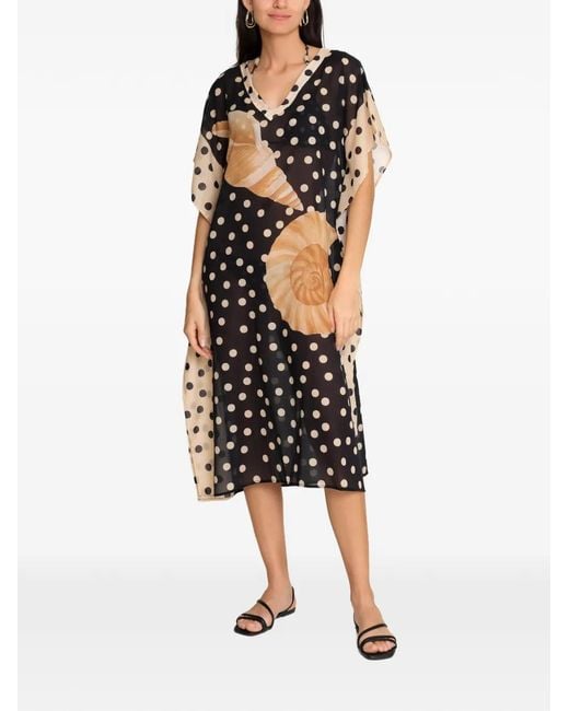 Brigitte Bardot Duda Polka-Dot Midi Beach Dress in Black | Lyst
