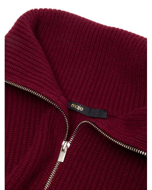 Maje Zip-Up Collar in Red | Lyst UK