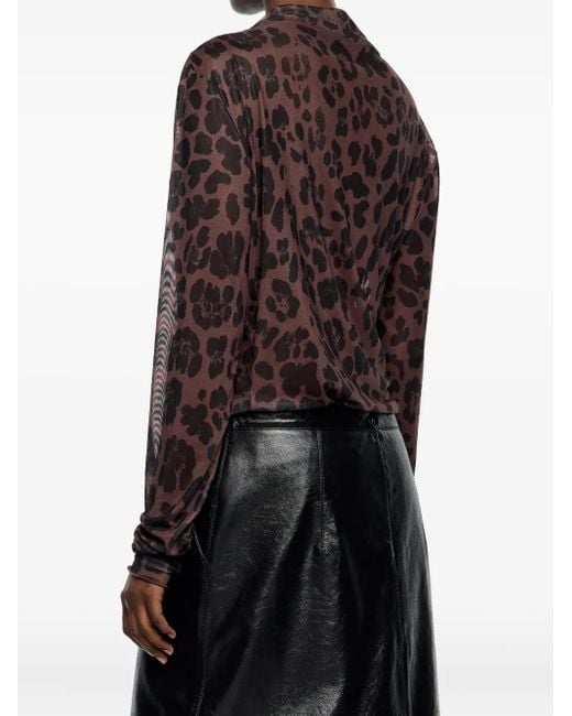 Bimba Y Lola Leopard Long-Sleeve Blouse in Grey | Lyst UK