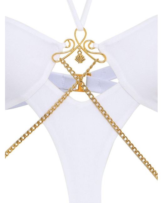 Amir Slama X Jade Jade Chain Link-Detail Swimsuit in White | Lyst