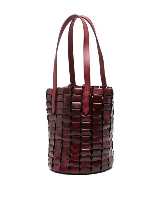 Dragon Diffusion Leather-Woven Bucket Bag in Red | Lyst