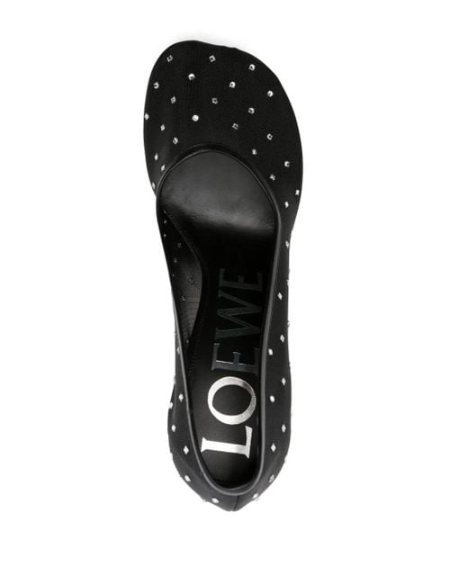Loewe Toy 90Mm Rhinestone-Embellished Mesh Pumps in Black | Lyst UK