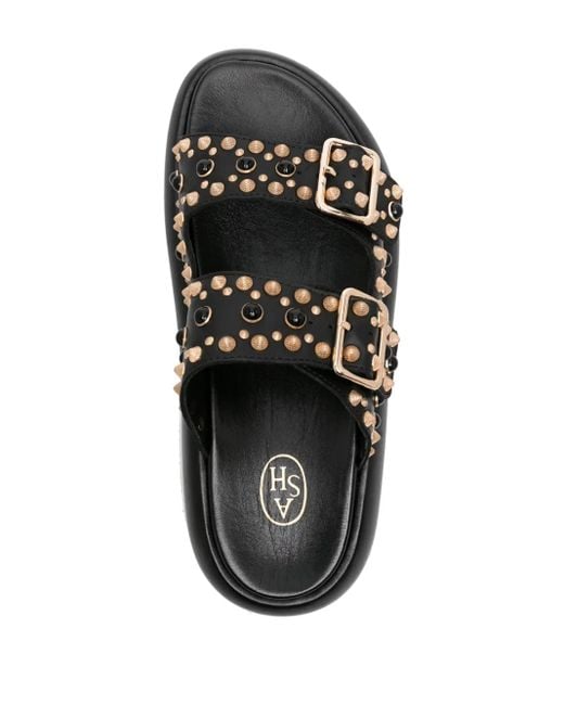 Ash Viking Black Leather Studded Chunky Sliders | Lyst UK