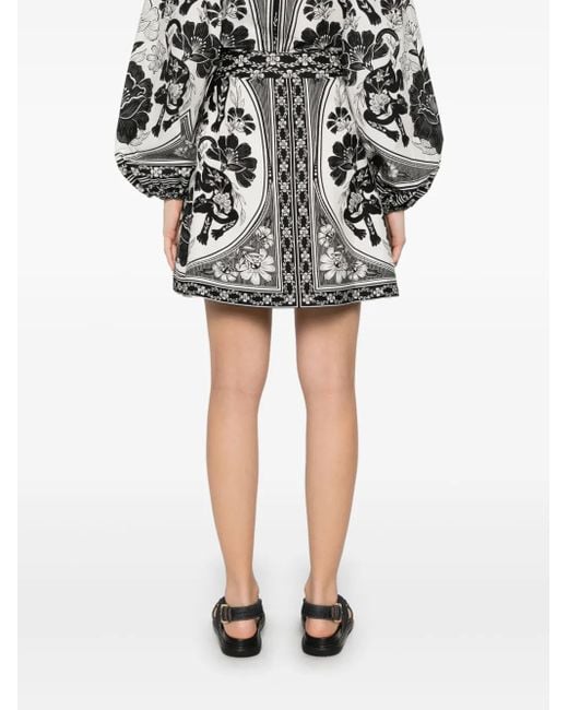 FARM Rio Flower Leopard Mini Skirt in Black | Lyst