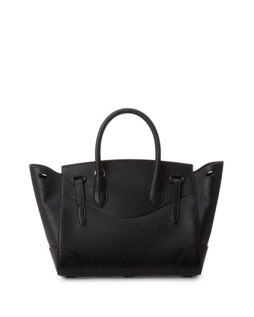 Ralph Lauren Ricky Leather Tote Top-Handle Bag in Black | Lyst