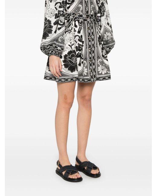 FARM Rio Flower Leopard Mini Skirt in Black | Lyst