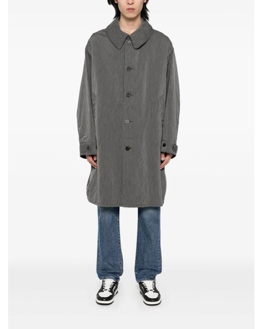 Visvim Striped Coat in Gray for Men | Lyst