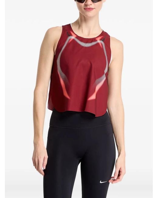 Nike Aeroswift Cropped Tank Top in Red | Lyst UK