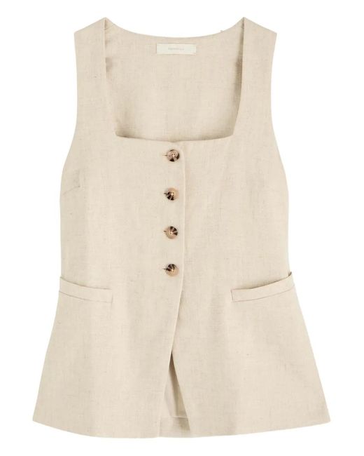 Faithfull the Brand Jackie Button Vest in Natural | Lyst UK