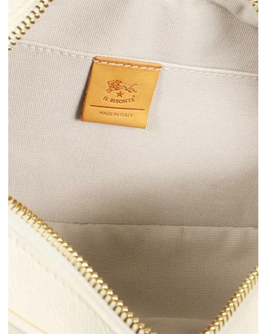 Il Bisonte Logo-Detail Leather Shoulder Bag in Natural | Lyst