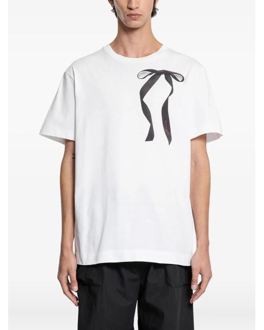 Simone Rocha Ribbon-Print Polo Shirt in White for Men | Lyst UK