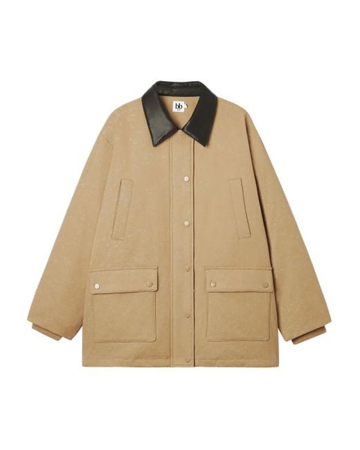 B+ AB Collared Front-Pockets Jacket in Natural | Lyst UK