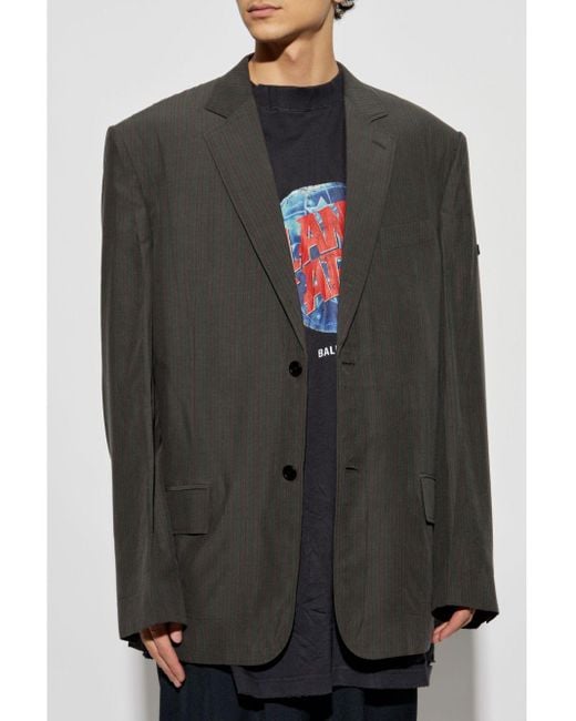 Balenciaga Logo Patch-Detailing Blazer in Gray for Men | Lyst