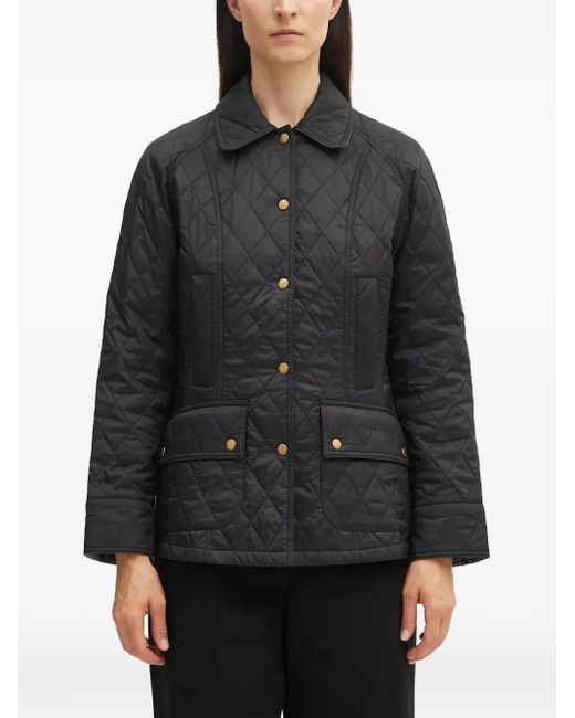 Barbour Beadnell Quilted Button Jacket in Black | Lyst UK