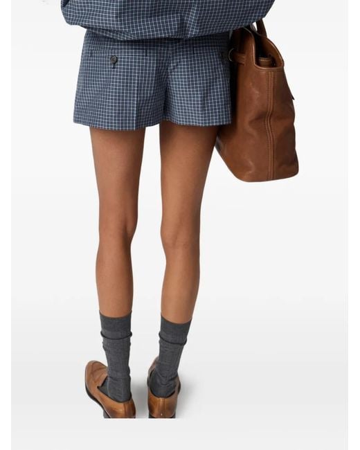 Miu Miu Check-Pattern Mini Skirt in Blue | Lyst UK