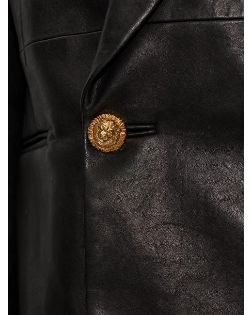Balmain Lion-Button Leather Jacket in Black | Lyst UK