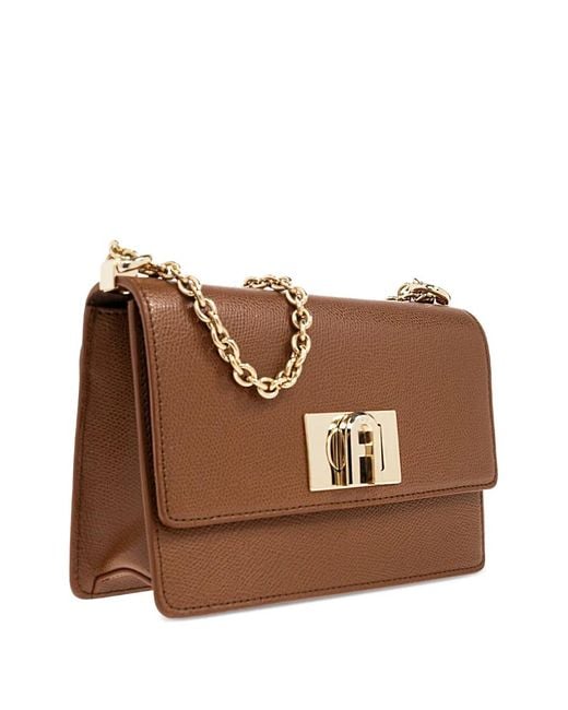 Furla Chain Padlock Tote Bag in Brown | Lyst UK
