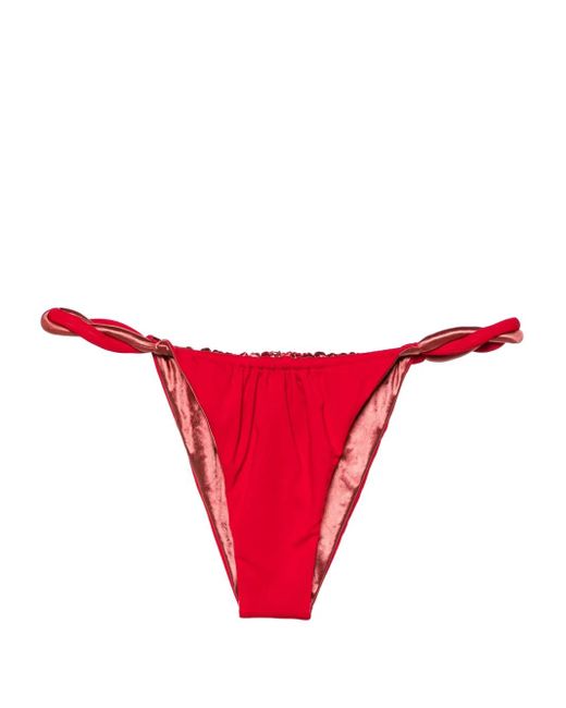 Isa Boulder Chunky Rope Reversible Bikini Bottoms in Red | Lyst