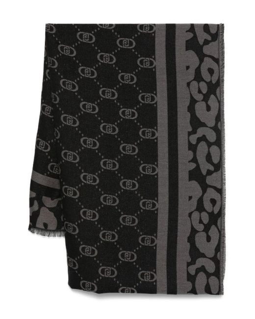 Liu Jo Monogram Print Scarf in Black | Lyst UK
