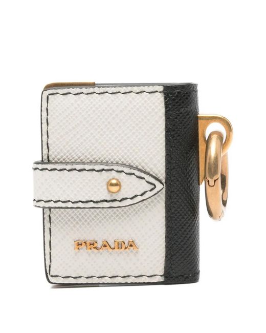 Prada Saffiano Leather Luggage Tag in White | Lyst UK