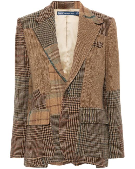 Polo Ralph Lauren Patchwork-Design Blazer in Brown | Lyst