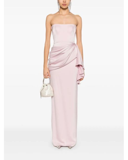 Alex Perry Strapless Satin Maxi Dress in Pink | Lyst