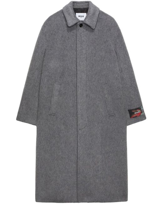 MSGM Brushed Coat in Gray for Men | Lyst