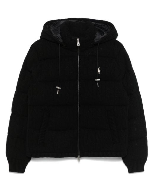Polo Ralph Lauren Cable-Knit Jacket in Black | Lyst