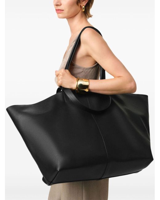 Ami Paris Maxi Leather Tote Bag in Black | Lyst