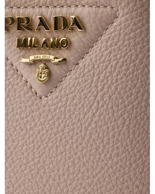 Prada Leather Tote Bag in Natural | Lyst UK