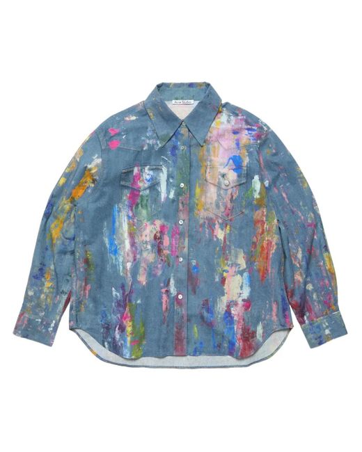 Acne Studios Paint-splatter Shirt in Blue | Lyst UK