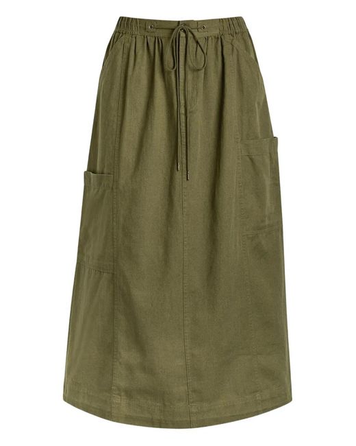 Damson Madder Vika Drawstring Pocket Midi Skirt in Green | Lyst