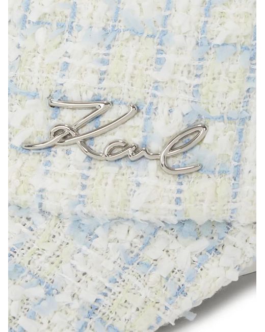 Karl Lagerfeld Signature Boucle Cap in White | Lyst