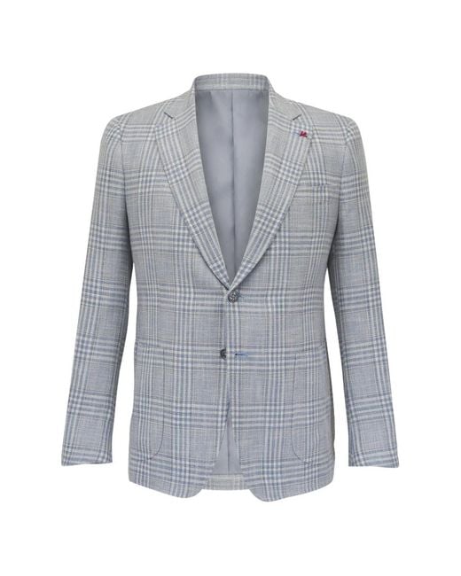 Isaia Check-Pattern Notched-Lapel Blazer in Grey for Men | Lyst UK