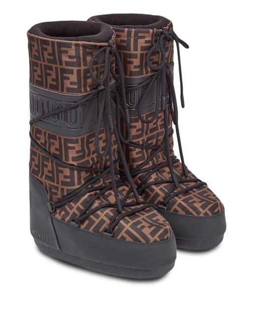 Fendi Rubber Monogram Moon Boots in Brown - Save 26% | Lyst