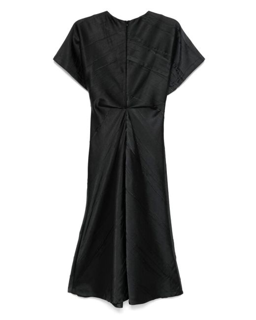 Tela Satin Weave Midi A-Line Dress in Black | Lyst