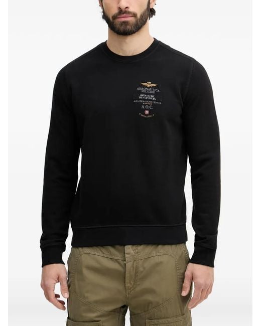 Aeronautica Militare Embroidered Logo-Patch Sweater in Black for Men ...