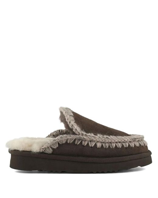 Mou Eskimo Crochet Mules in Brown | Lyst UK