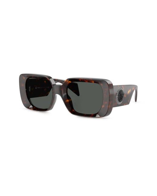 Versace Tortoise-Shell Square Frame Sunglasses in Black | Lyst