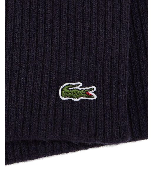 Lacoste Ribbed-Knit Wool Scarf in Blue for Men | Lyst