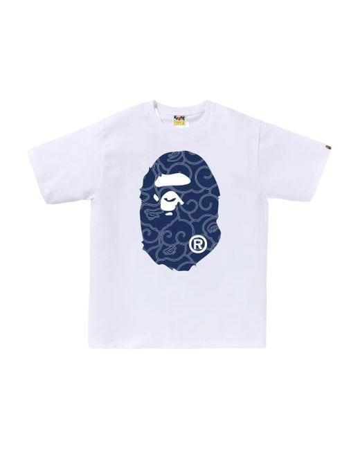A Bathing Ape Logo-Print T-Shirt in Blue for Men | Lyst UK