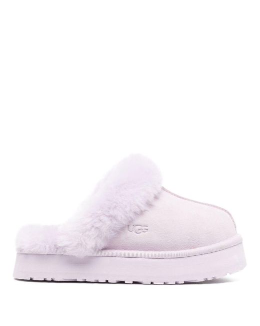 Ugg Disquette Shearling Platform Slippers In Purple Lyst