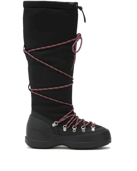 Moon Boot Luna Lace-Up Boots in Black | Lyst UK
