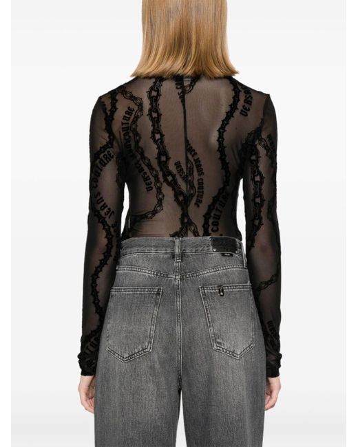 Versace Sheer Body With Baroque Pattern in Black | Lyst Australia