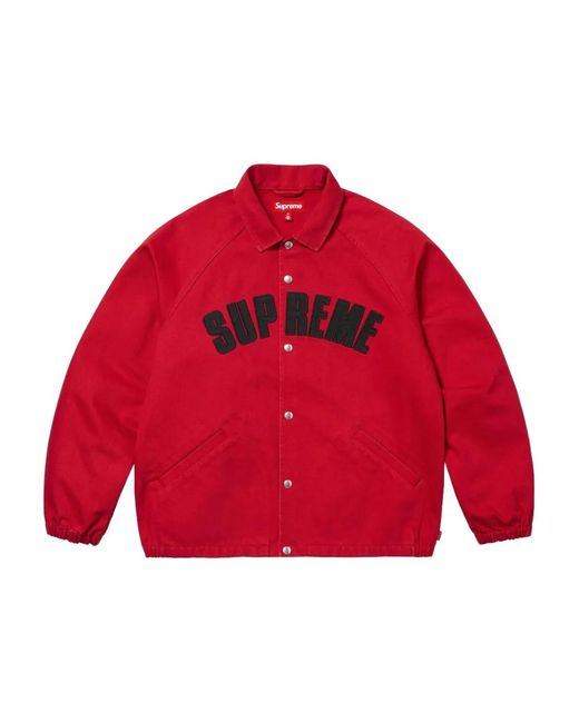 Supreme Arc Coaches Denim Jacket in Red for Men | Lyst