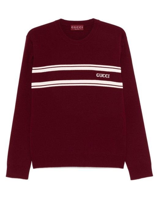 Gucci Intarsia-Logo Sweater in Red for Men | Lyst