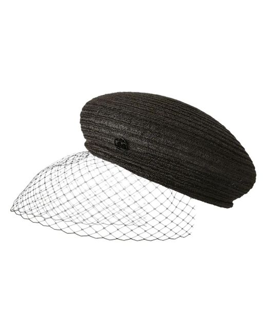 Maison Michel New Bonnie Veil Beret in Black | Lyst UK