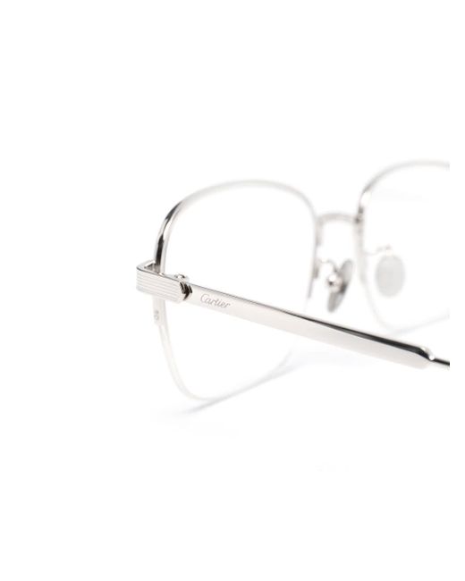 Cartier Square-Frame Engraved-Logo Glasses in Metallic | Lyst