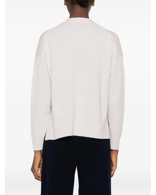 Alpha Studio Fine-Ribbed Cardigan in White | Lyst UK