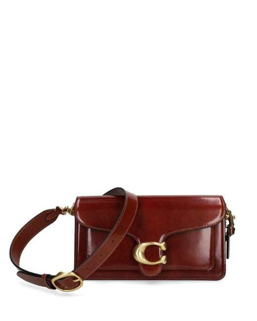 COACH Leather Foldover Top-Handle Shoulder Bag in Brown | Lyst